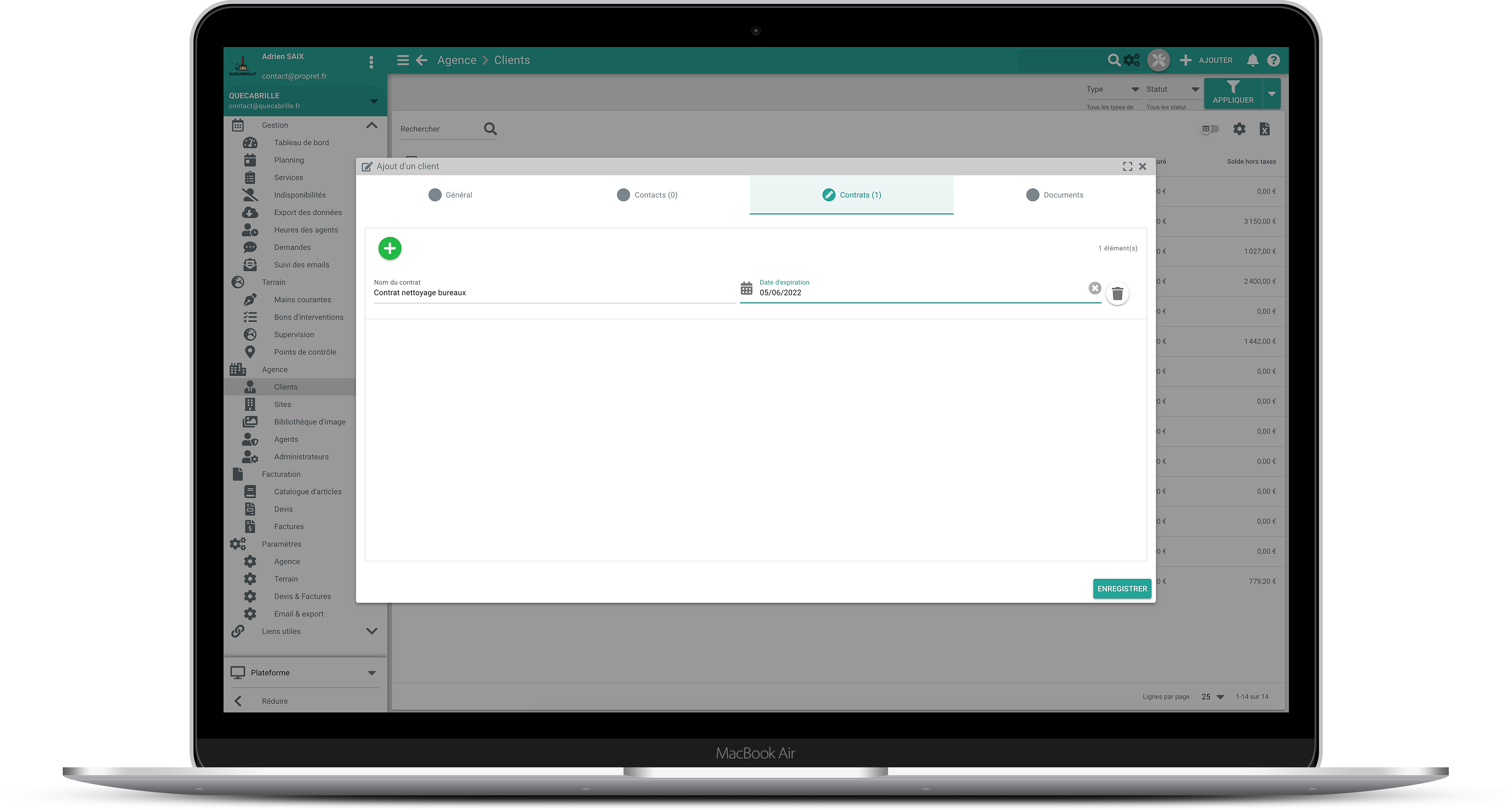 Gestion des contrats clients - PROPRET PROPRET®