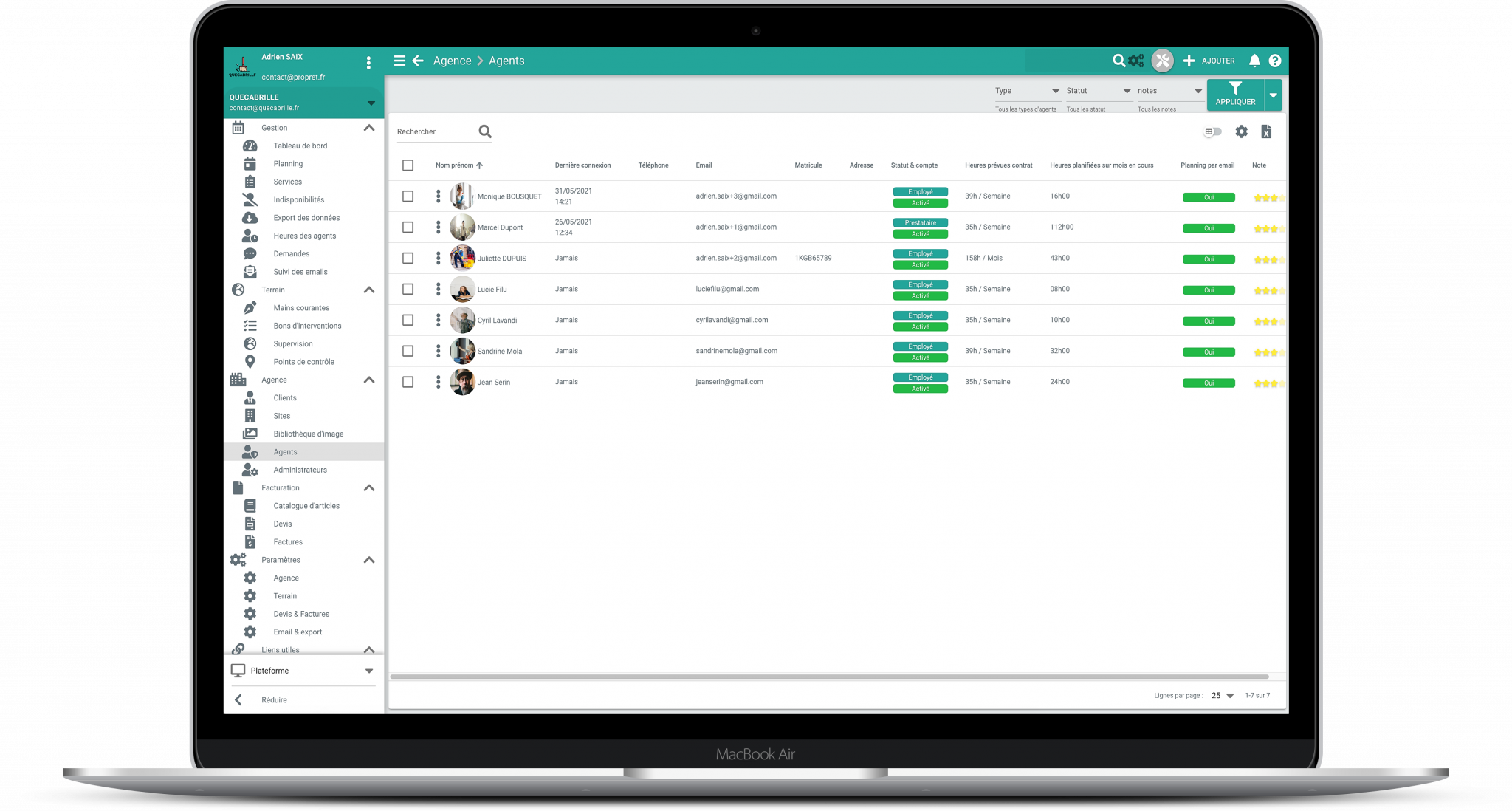 Fiches agents pour une gestion RH efficace avec PROPRET®