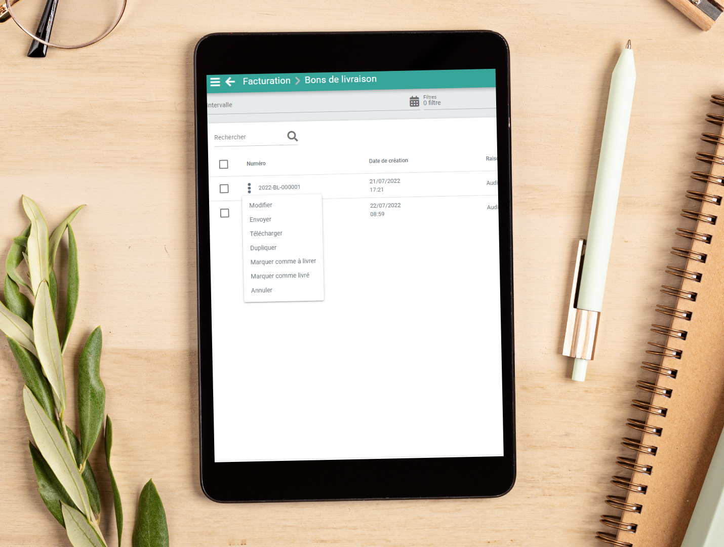 Gestion des bons de livraison client - logiciel PROPRET®